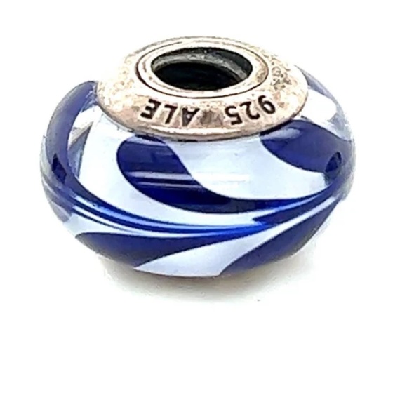 Pandora | Jewelry | Authentic Pandora Blue Swirls Murano Glass Charm ...